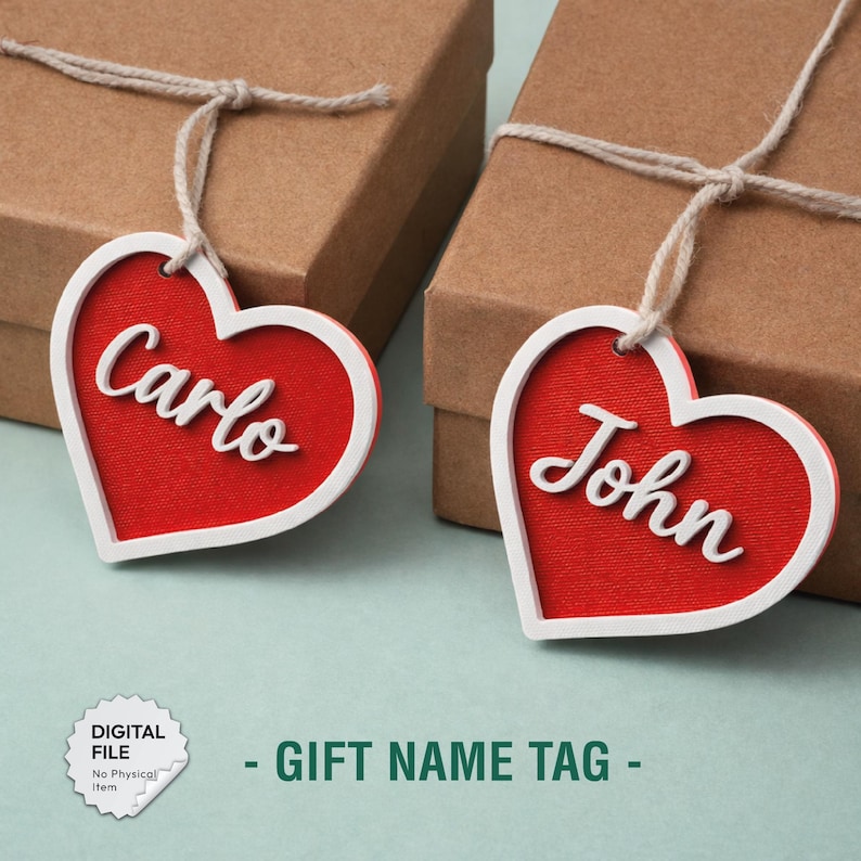 Valentine’s Day Heart Gift Tag | Custom Name Love Tag | Personalized ...