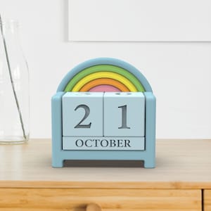 Rainbow Perpetual Desk Calendar, Small Block Calendar, Cute Pattern ...