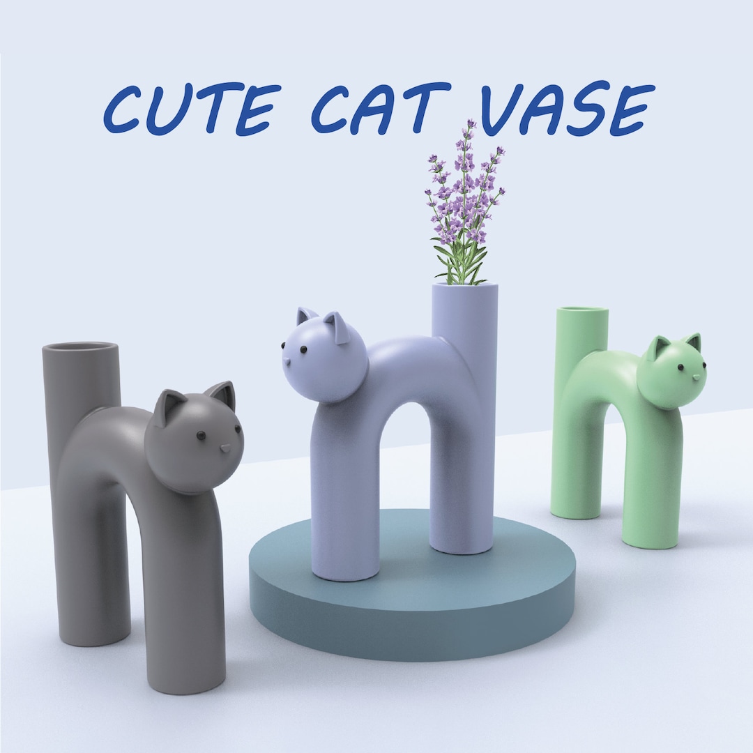Cute Cat Floral Vase, Cathead Shaped Tube Vase, Unique Kitty Decoration ...