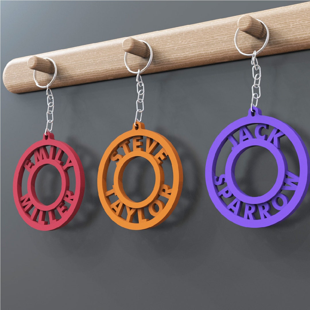 Circle Couple Name Keychain/keyring, Personalize 3D Print File ...
