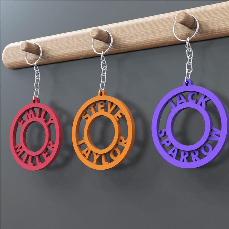 Circle Couple Name Keychain, Personalized 3D Print File, Children Bag ...