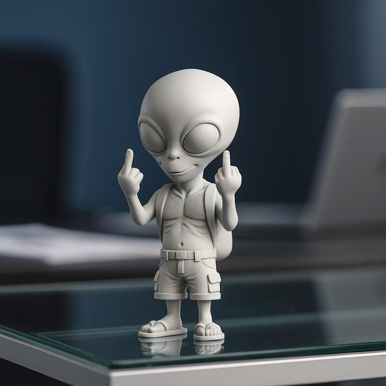 Funny Alien Figure | Middle Finger Alien Statue | Rude Sci-fi Decor ...