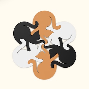 Cute Cat Coaster, Intertwined Design Coaster, Cat Lover Gift, Unique ...