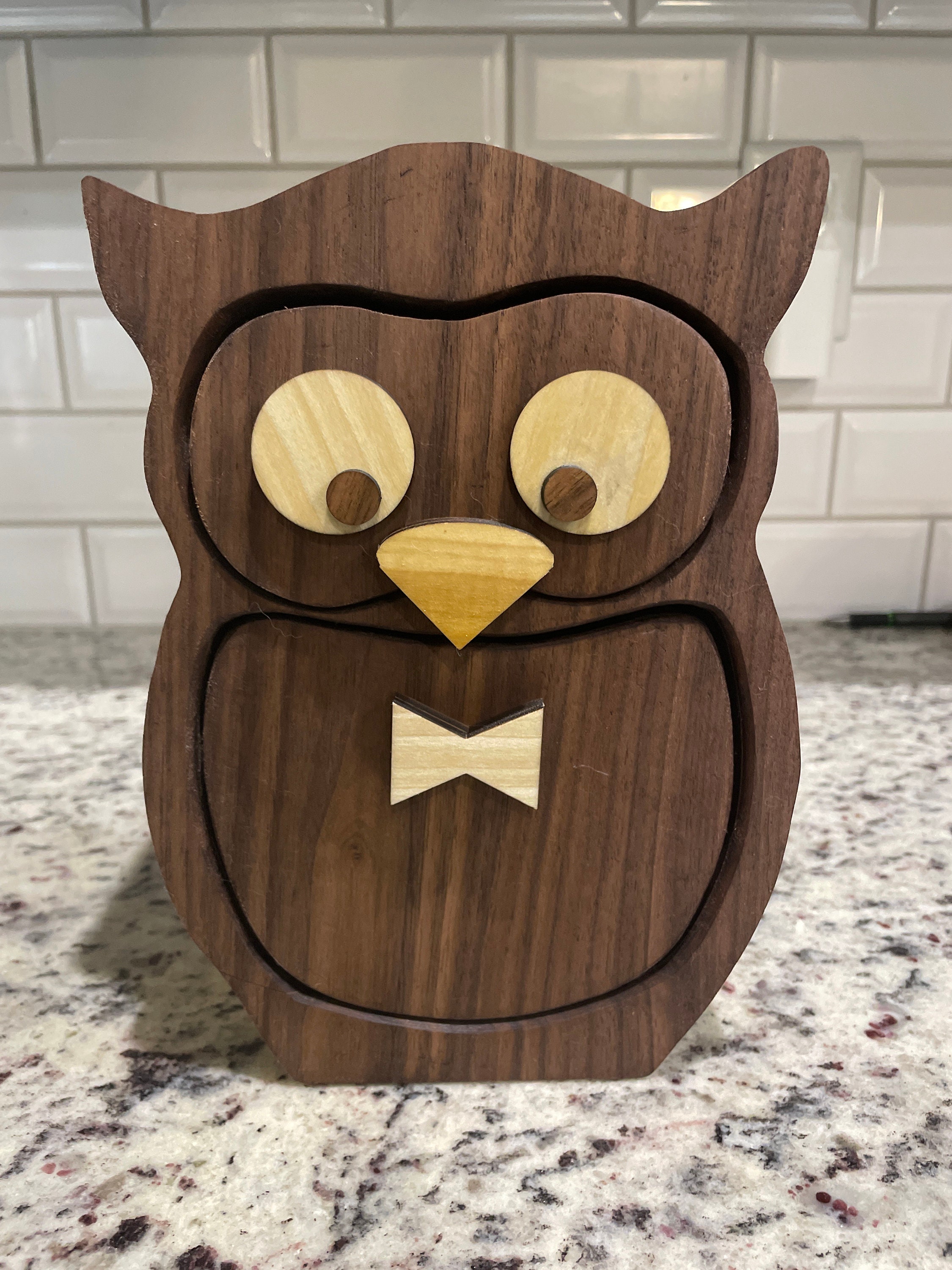 Handcrafted Owl Shaped Keepsake Box Made From Walnut and Maple Bandsaw ...