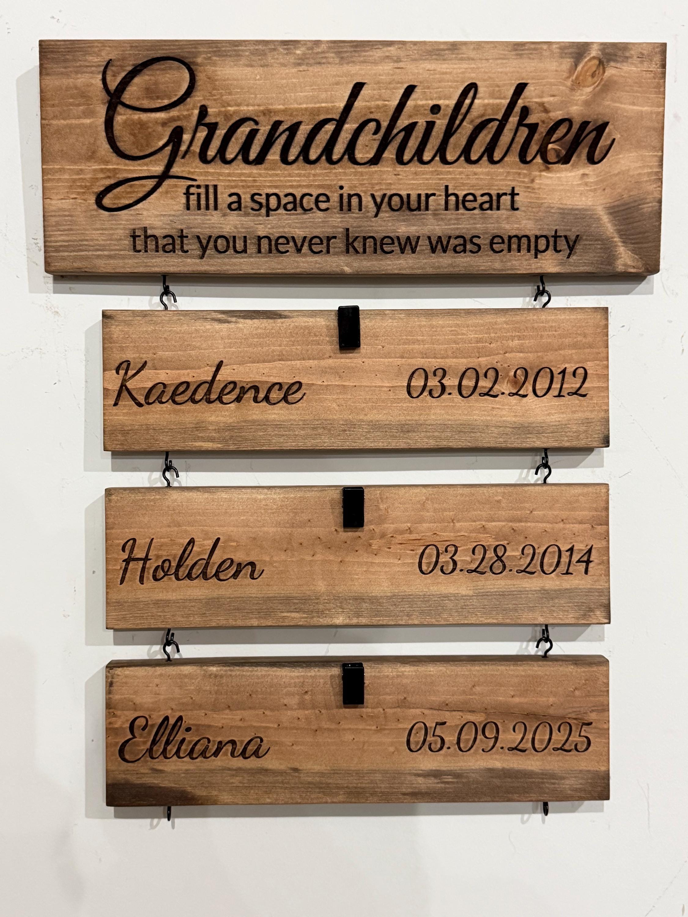 Personalized Grandparent Wall Sign - Grandkids Names and Birthdates ...