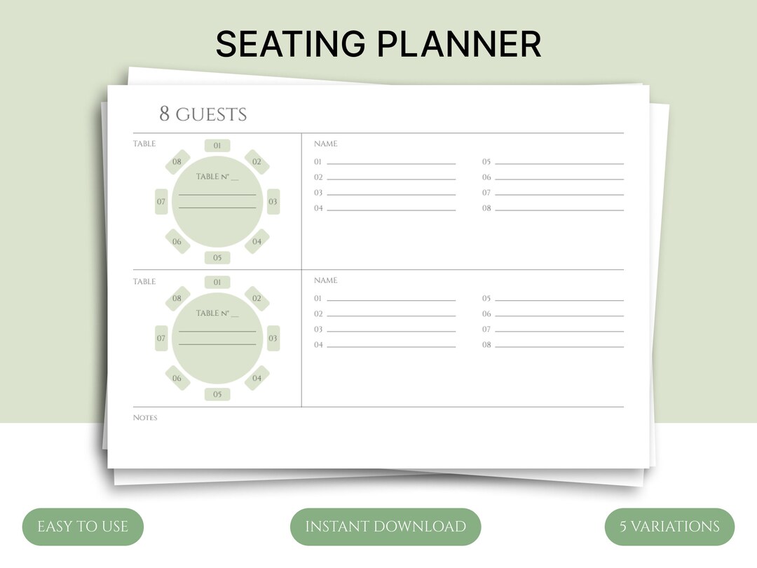 Printable Wedding Table Chart Template, Round Table Planner, Event ...