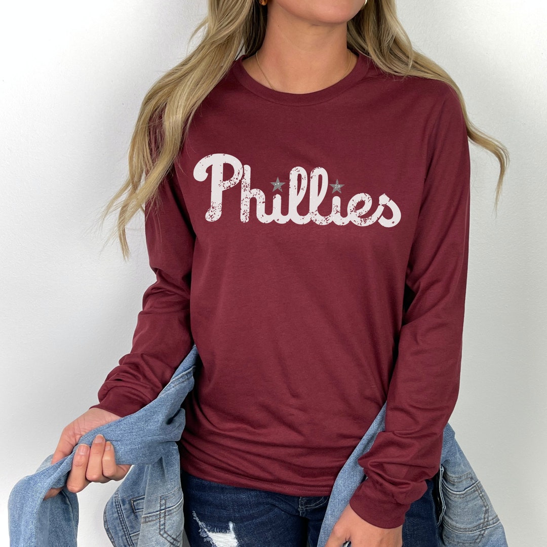 Philly Baseball Maroon Bella Canvas Long Sleeve Super Soft Tee - Etsy