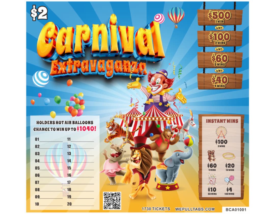 Pull Tabs Carnival Extravaganza 2pt Count 1730 - Etsy