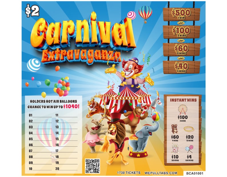 Pull Tabs Carnival Extravaganza 2pt Count 1730 - Etsy