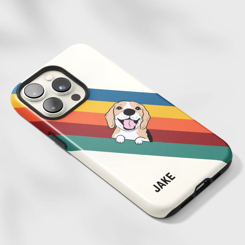 Custom Name Retro Beagle Funny Dog Phone Case, Gift for Dog Lovers ...