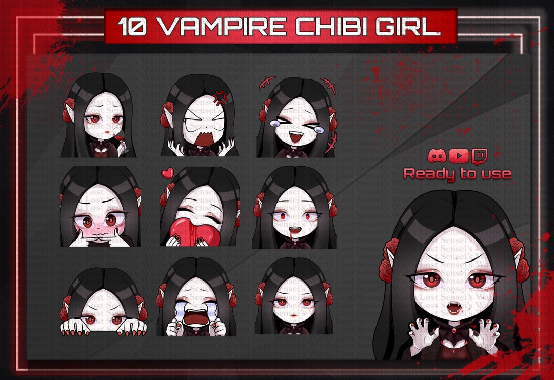 Vampire Girl 10 Pack Emotes (black Hair) - Etsy