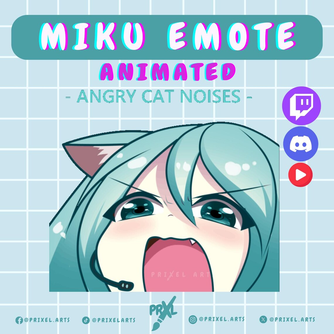 Hatsune Miku Emote Angry Cat Noises Meme - Etsy