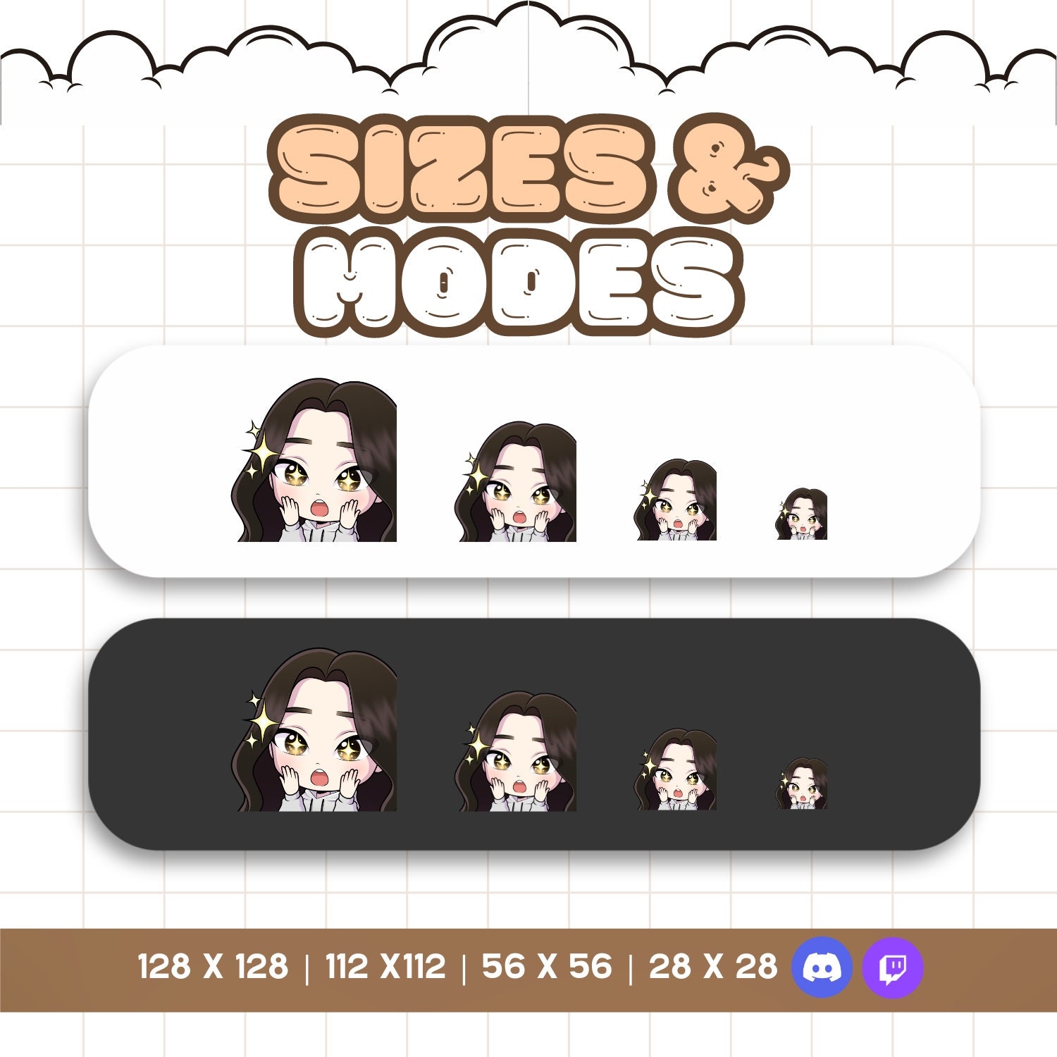 10 Pack Cute Girl Chibi Emotes - Etsy