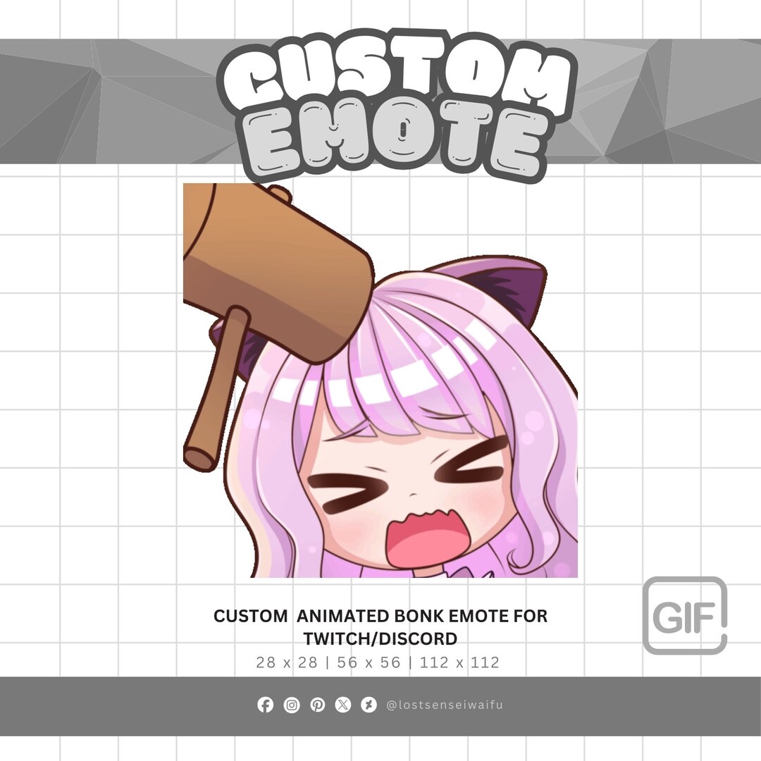 Custom Animated Chibi Girl Bonk Emote Etsy