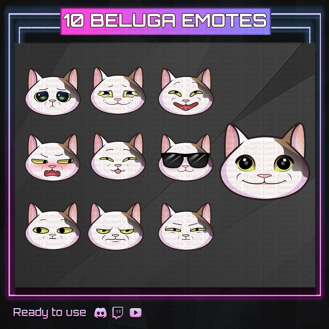 Beluga Cat Meme 10 Pack Emotes - Etsy