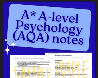 Psychology A Level Revision Notes Bundle AQA A Level Clear Concise ...