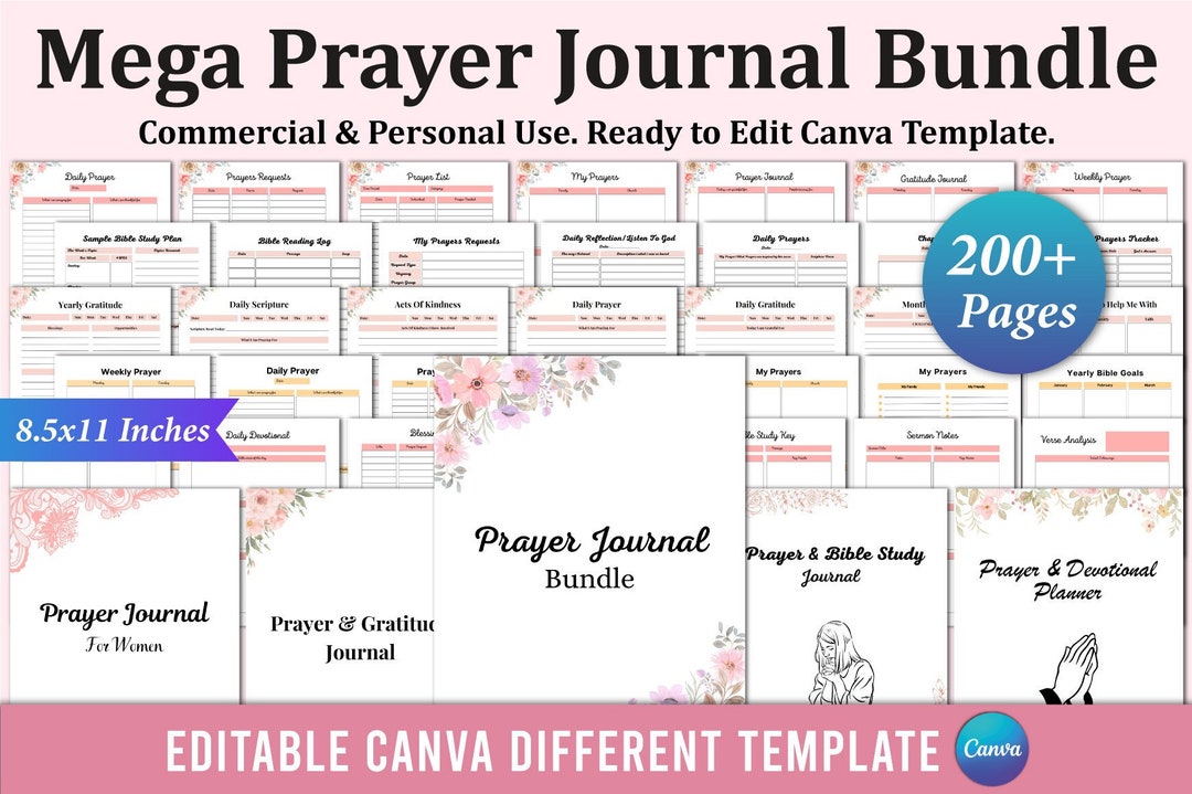 Mega Prayer Journal Bundle Bible Study Prayer Journal Sermon Notes ...