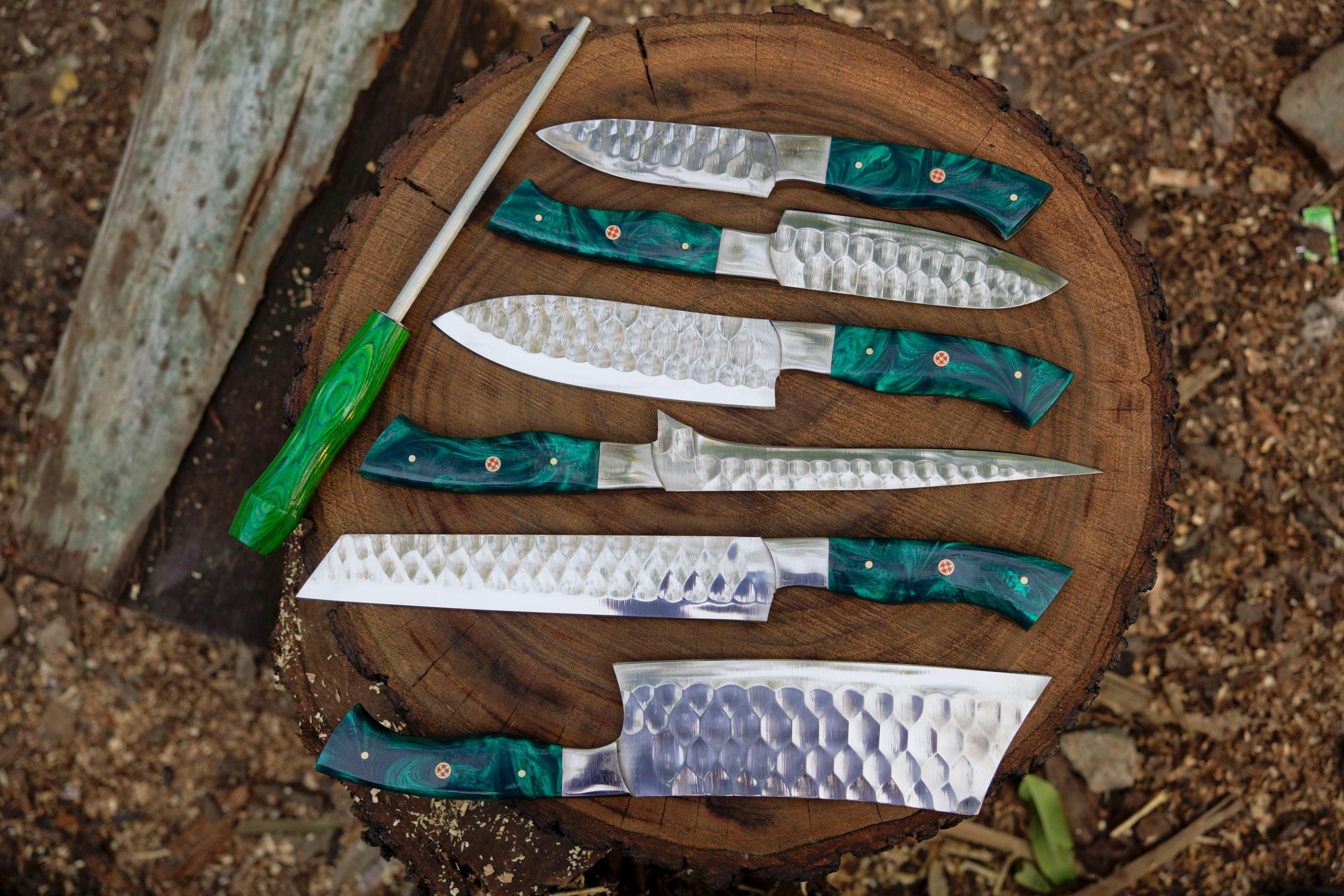 Handmade Personalized Chef Knife Set: Purple Kitchen Knives With ...