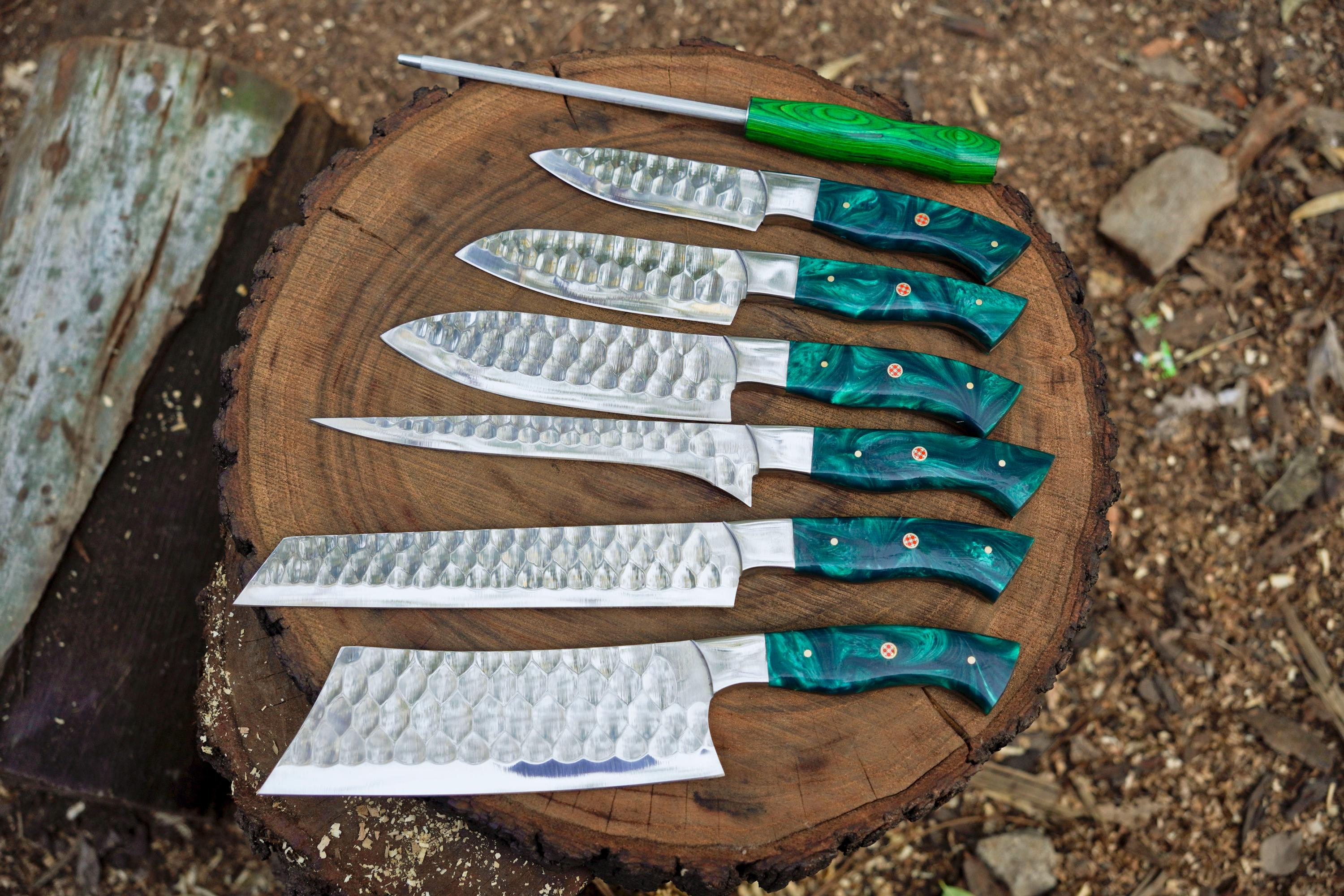 Handmade Personalized Chef Knife Set: Purple Kitchen Knives With ...
