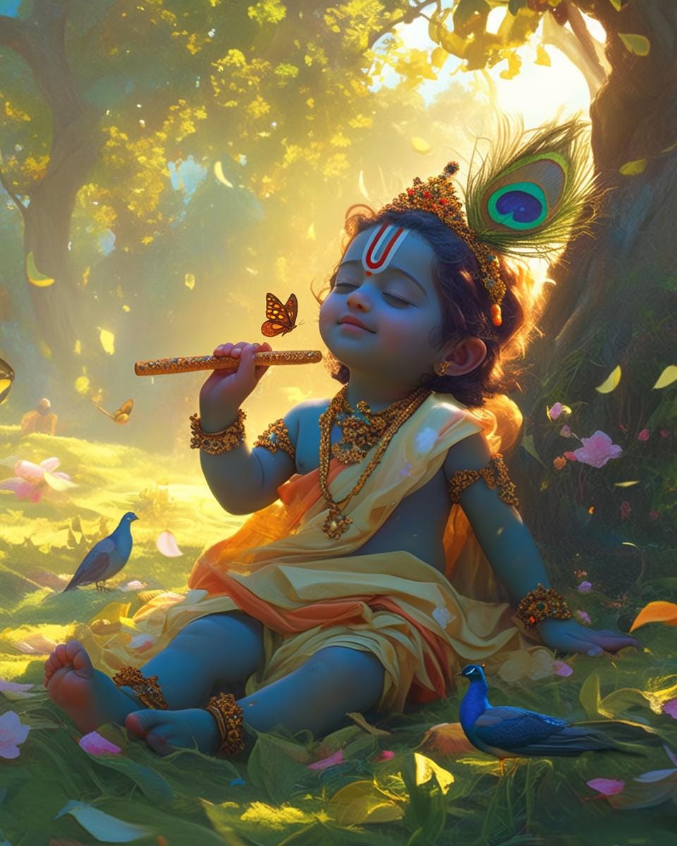The Playful Krishna: A Celestial Garden - Etsy