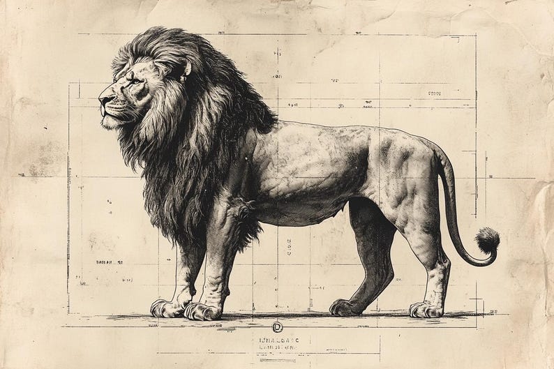 Regal Roar: Vintage Lion Stamp - Etsy