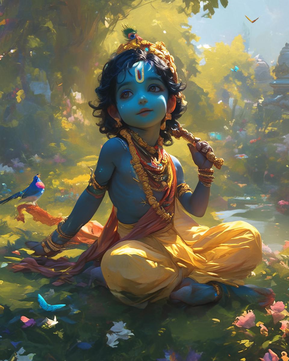 The Playful Krishna: A Celestial Garden - Etsy