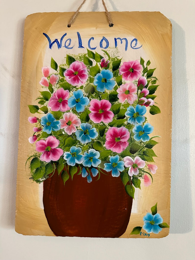 Reversible Hand Painted Slate Sign. Red Winter Barn, Snowman, Pastel ...