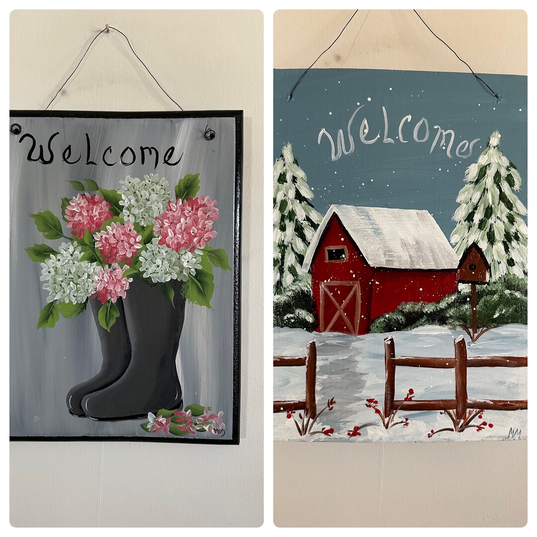 Welcome Wood Sign. Front Porch Decoration, Hand Painted Welcome Sign ...