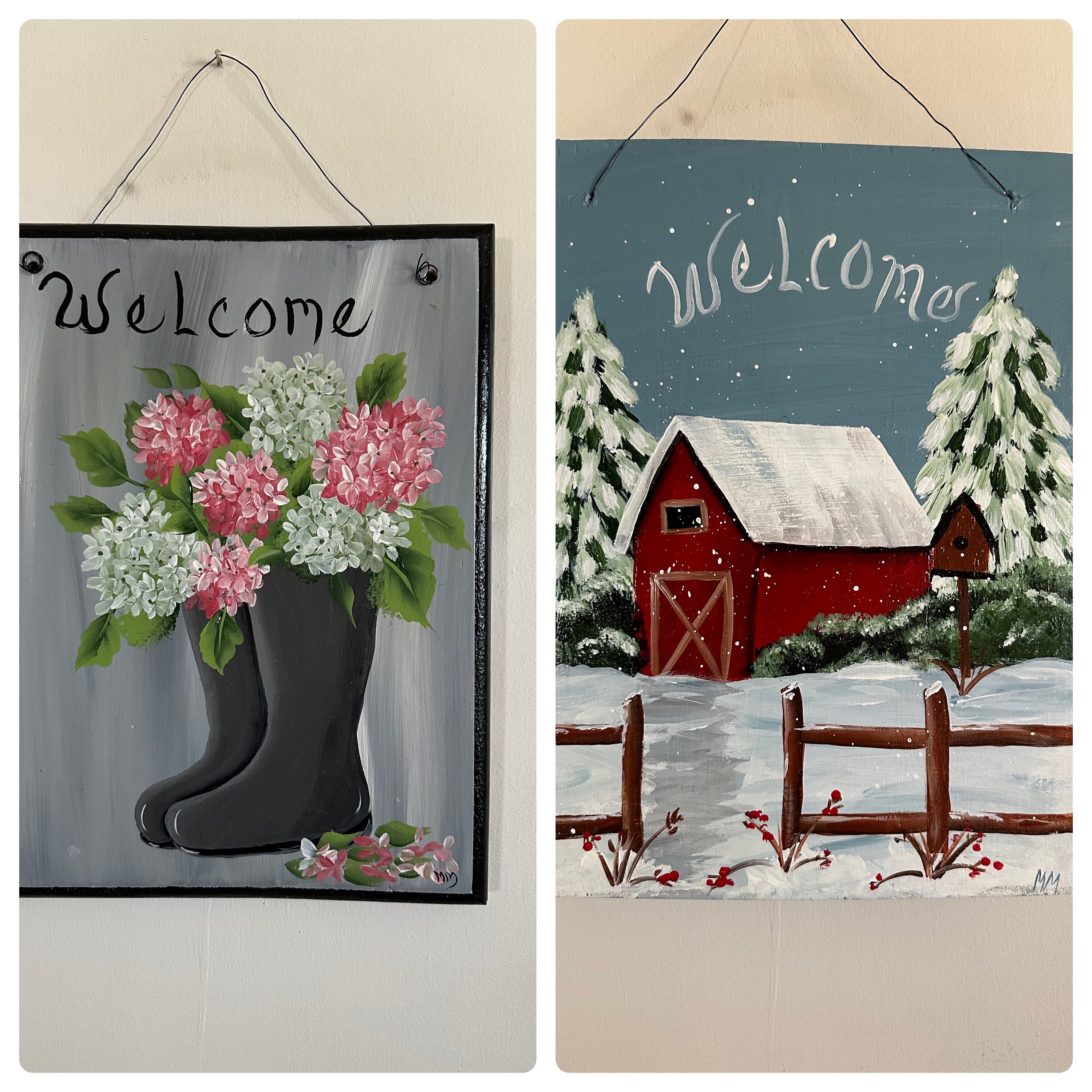 Welcome Wood Sign. Front Porch Decoration, Hand Painted Welcome Sign ...