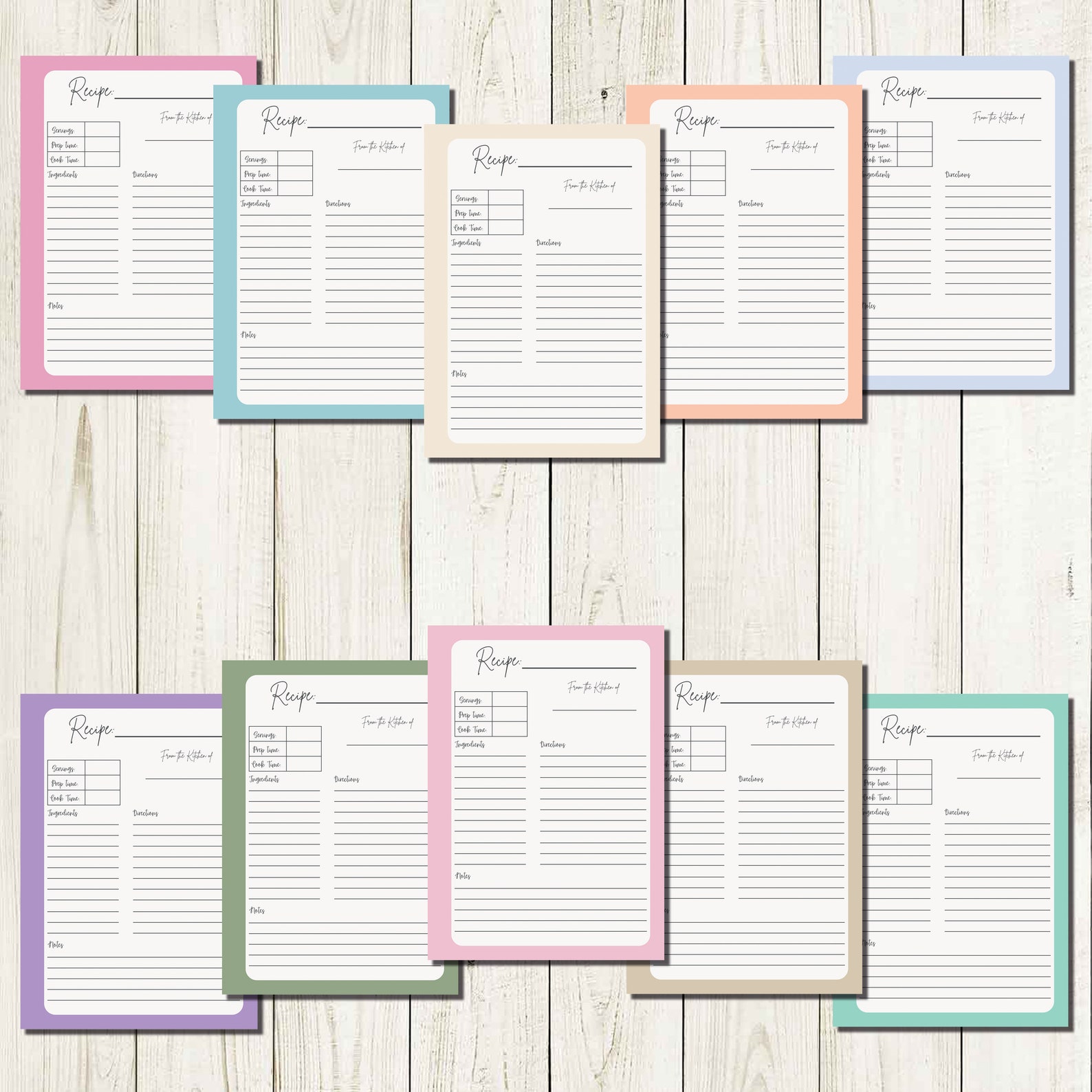 Printable Recipe Page | Recipe Blank Template | PDF File | Size A4 and ...