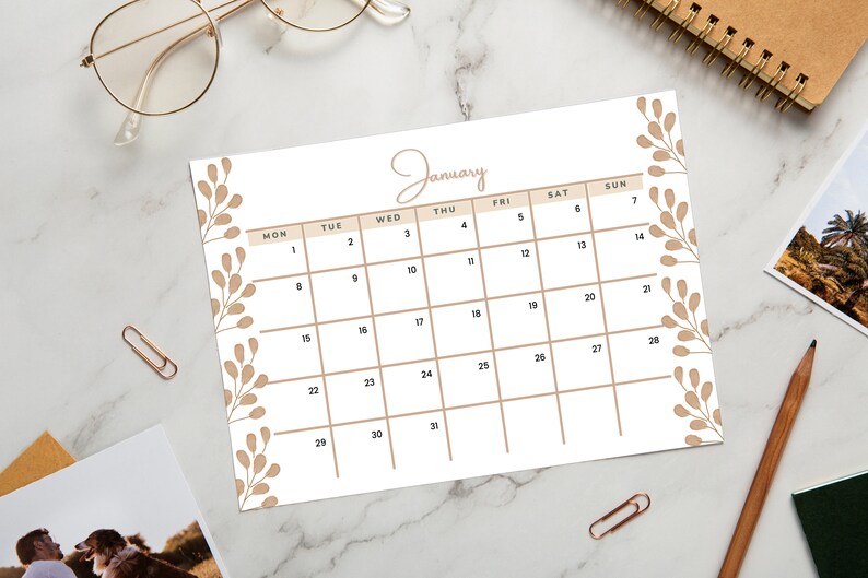 2024 Printable Calendar A4, Letter, A3, Ledger Monday & Sunday Start ...