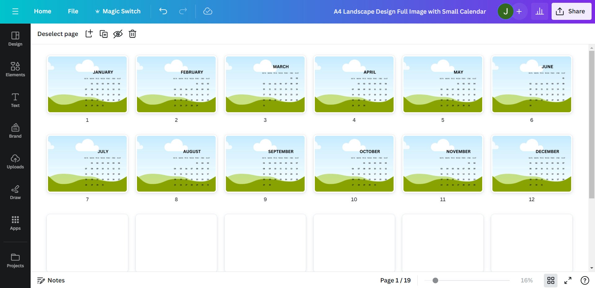 2024 Fully Editable Calendar Canva Template Frame Bundle | Instant ...