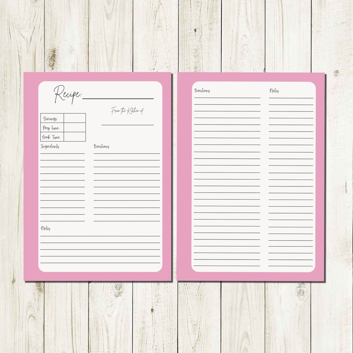 Printable Recipe Page | Recipe Blank Template | PDF File | Size A4 and ...