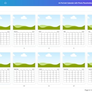 2024 Fully Editable Calendar Canva Template Frame Bundle | Instant ...