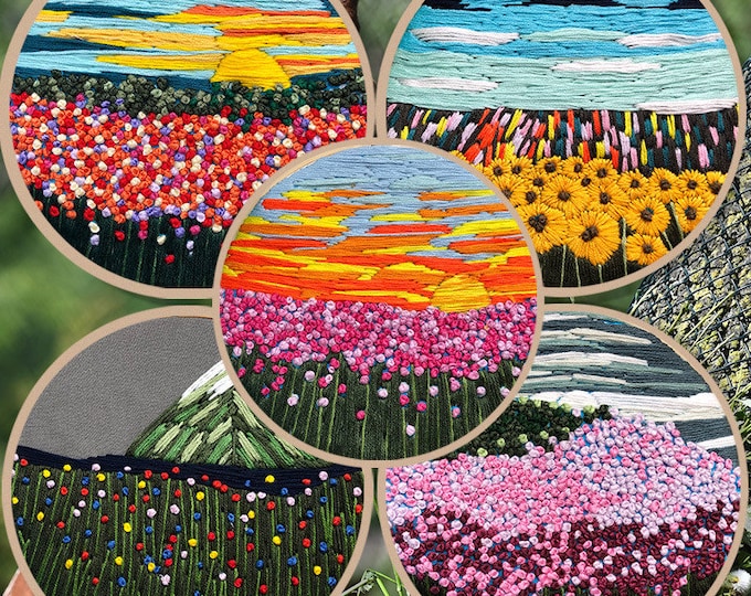 Landscape Embroidery Kit Beginner Hand Embroidery Cross Stitch Fabric ...