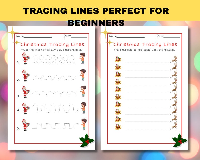 Christmas Tracing Worksheet for Toddlers - Etsy