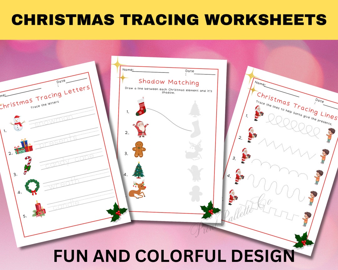 Christmas Tracing Worksheet for Toddlers - Etsy