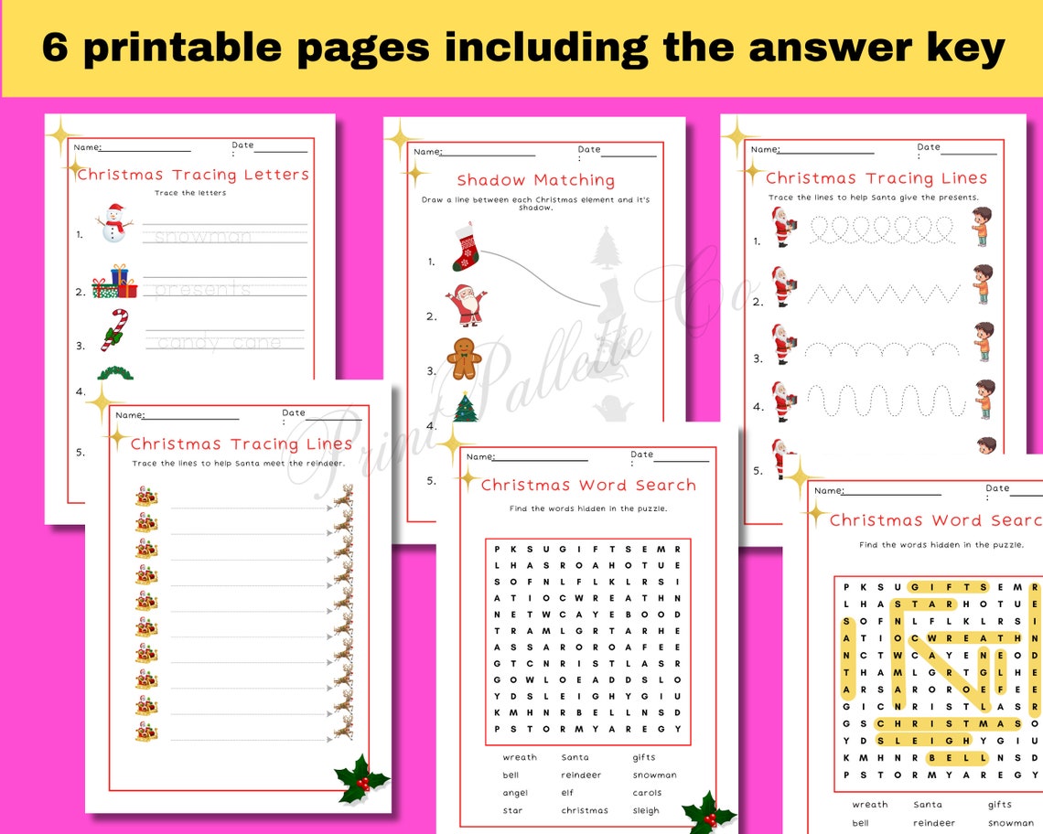 Christmas Tracing Worksheet for Toddlers - Etsy