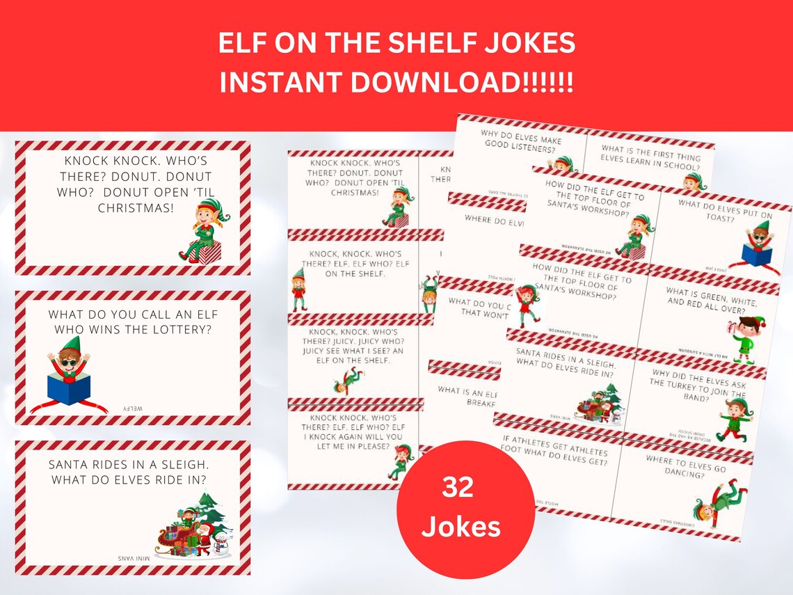 Elf Jokes Printable, Printable Elf Jokes, Elf Knock Knock Jokes, Elf on ...