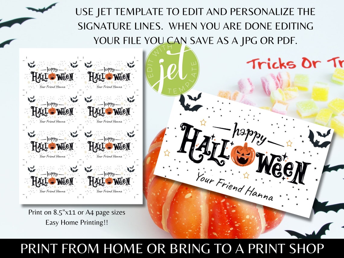 Printable Halloween Gift Tag, Happy Halloween Printable Tag, Halloween ...
