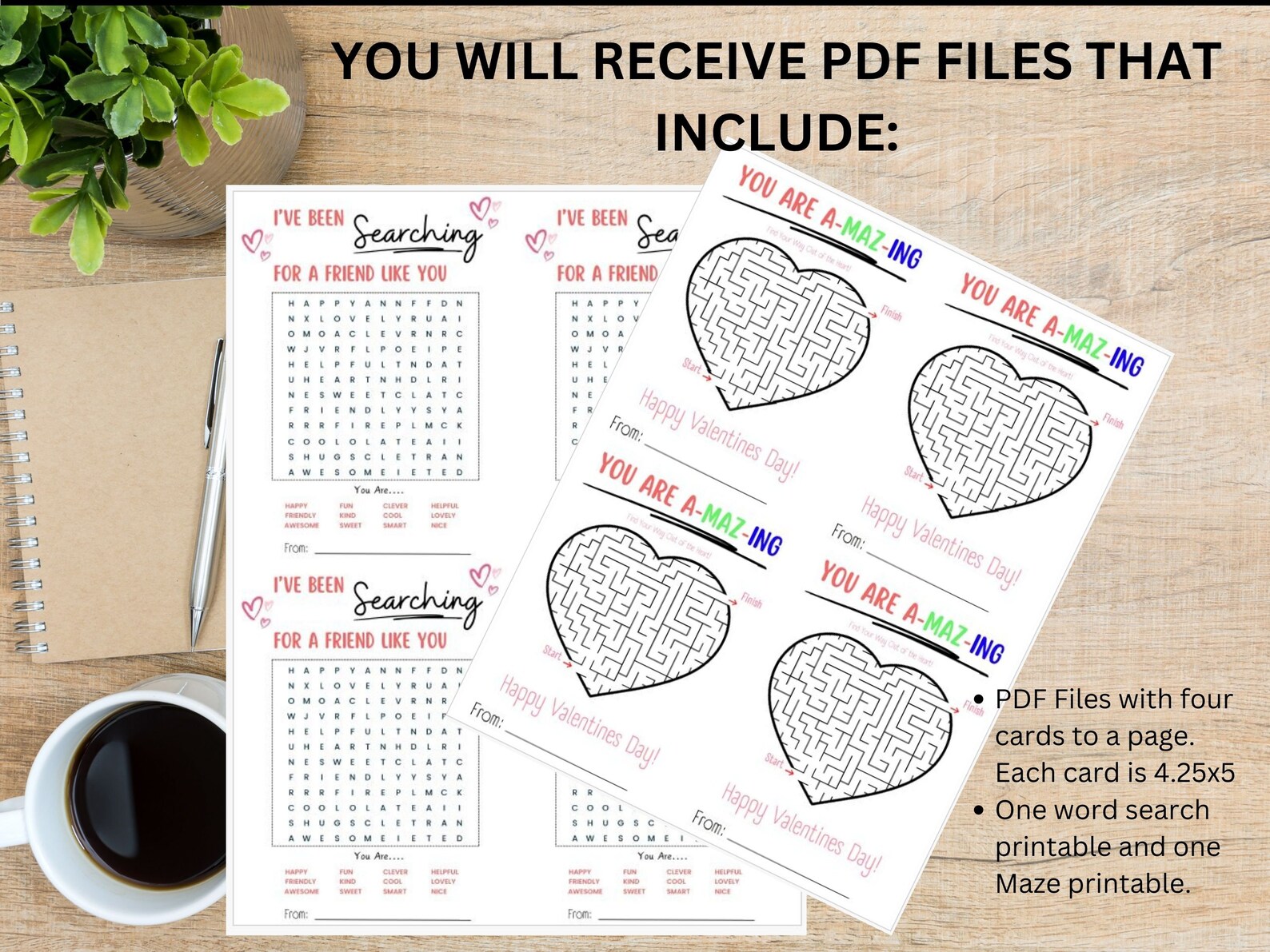 Word Search Valentine Day Printable, Maze Valentine Day Printable ...