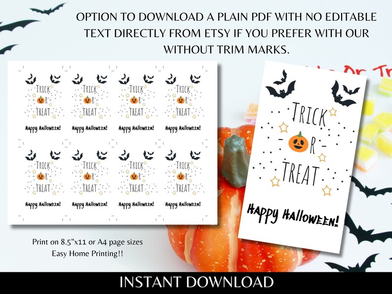 Printable Halloween Gift Tag, Trick or Treat Printable Tag, Halloween ...