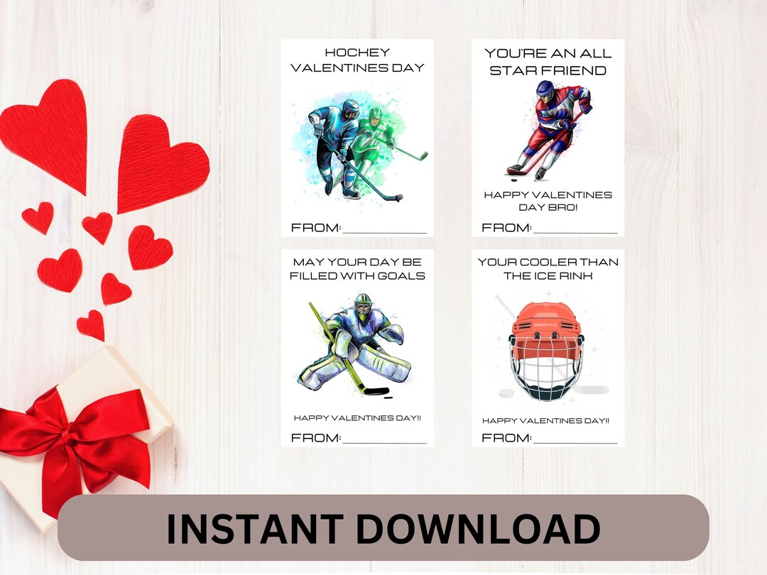 Hockey Valentines Day Printable Cards, Hockey Valentines Day Card ...