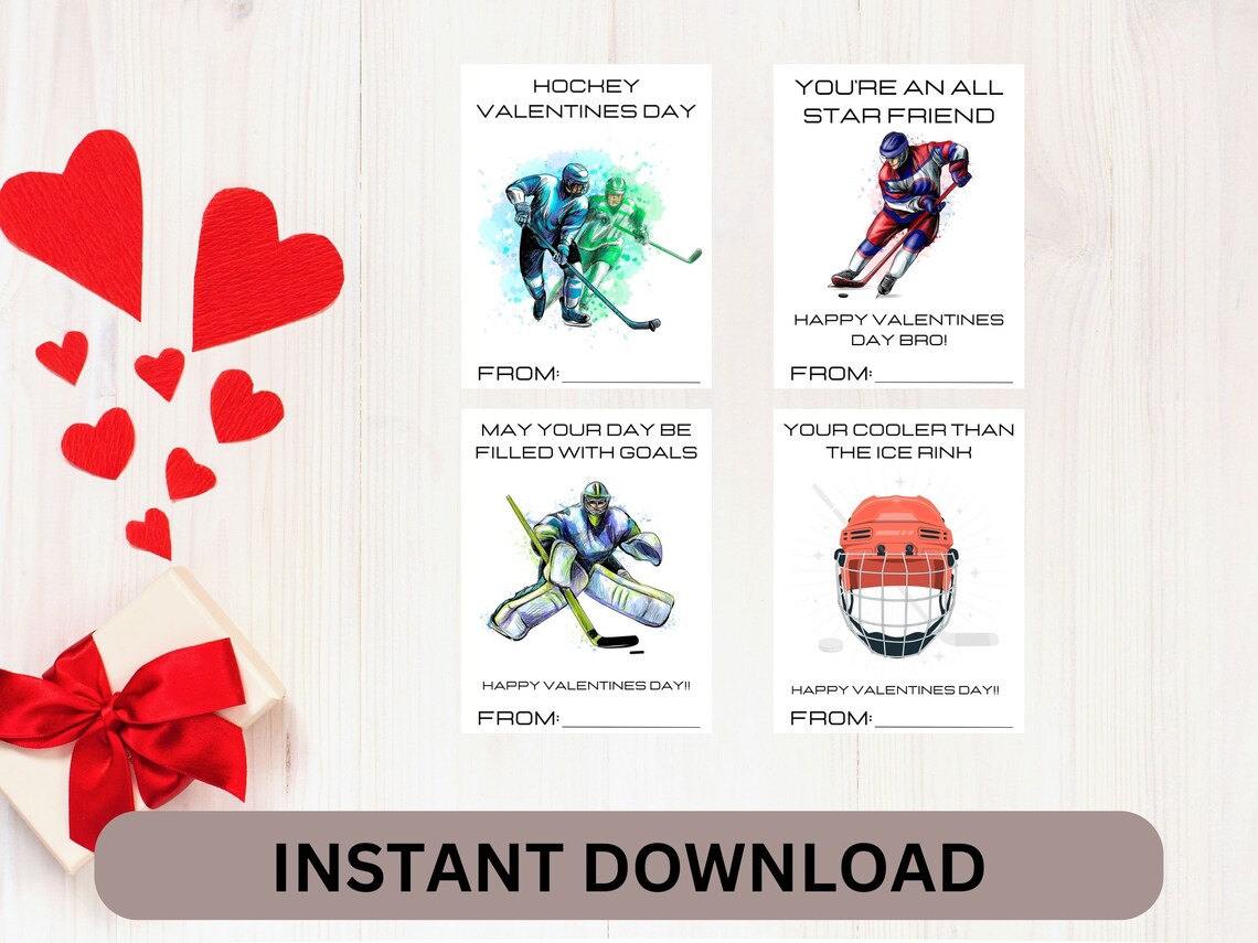 Hockey Valentines Day Printable Cards, Hockey Valentines Day Card ...
