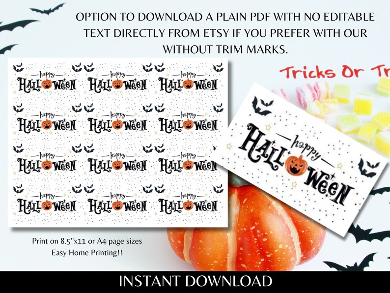 Printable Halloween Gift Tag, Happy Halloween Printable Tag, Halloween ...