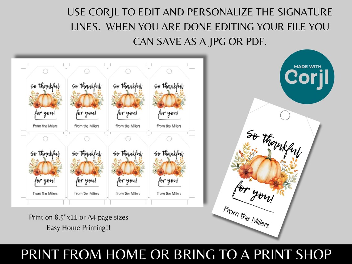 Thanksgiving Gift Tag, Thankful Gift Tag, Fall Thankful Gift Tag ...