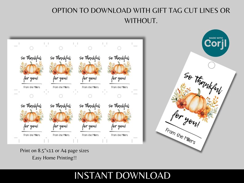 Thanksgiving Gift Tag, Thankful Gift Tag, Fall Thankful Gift Tag ...