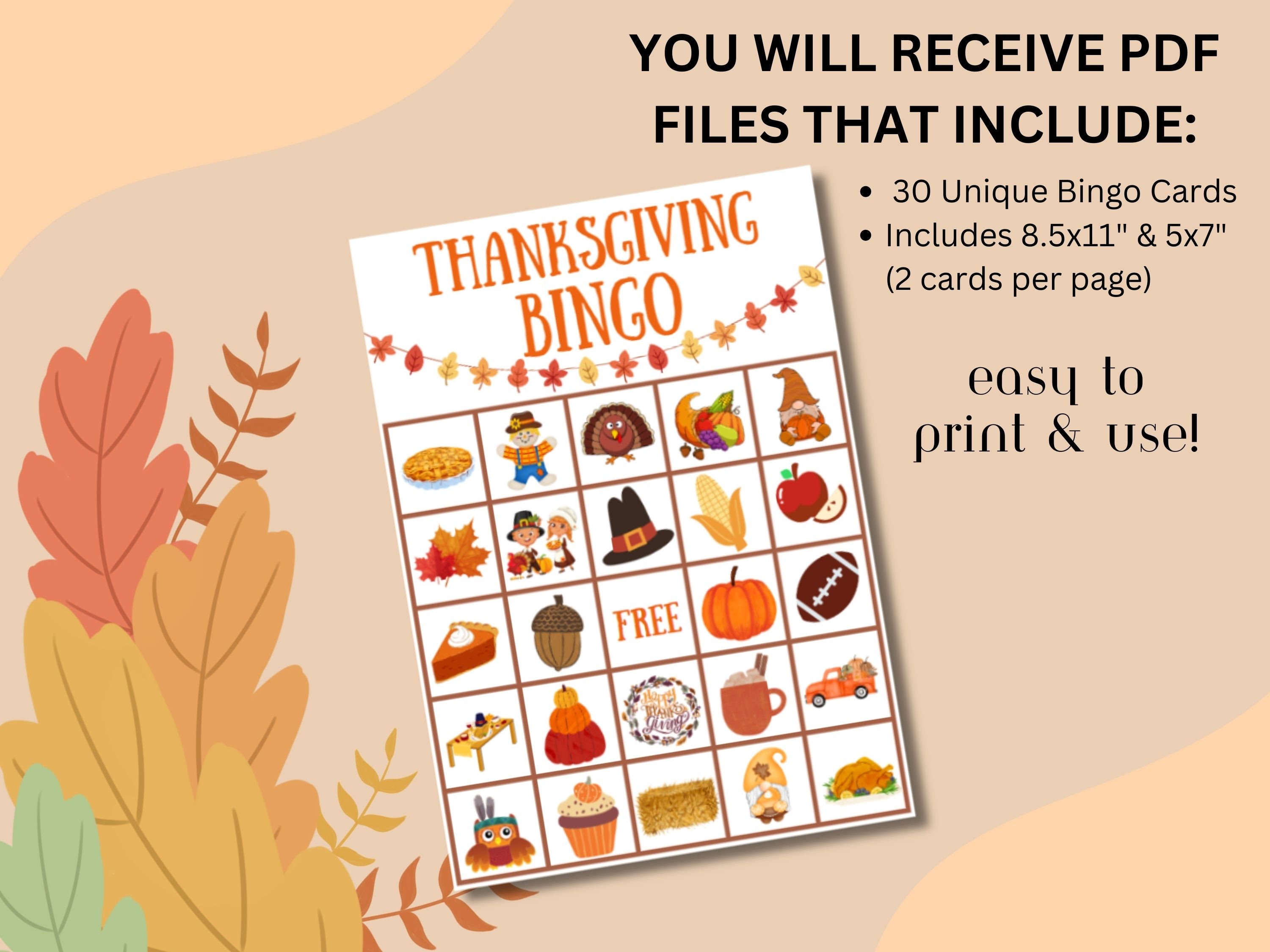 Printable Thanksgiving Bingo, Thanksgiving Bingo Game, Thanksgiving ...