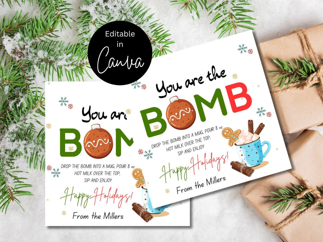 Christmas Hot Chocolate Bomb Gift Tag Template | Printable Holiday Tag ...