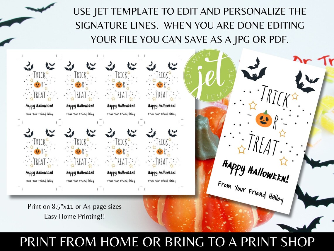 Printable Halloween Gift Tag, Trick or Treat Printable Tag, Halloween ...